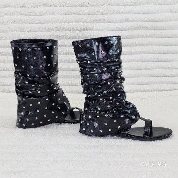 Cape Robbin | Shoes | Fabulous Metallic Black Upper Rhinestones Sandal ...
